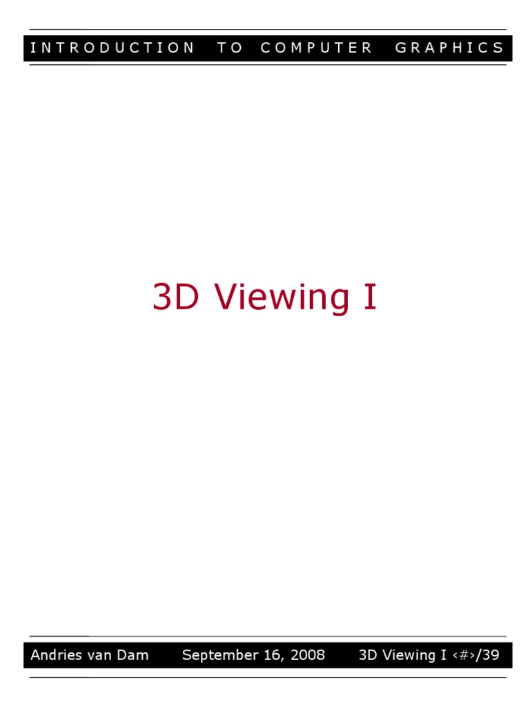 3d Viewing I Introduction To Computer Graphic S Pdf Perspective Graphical Cartesian