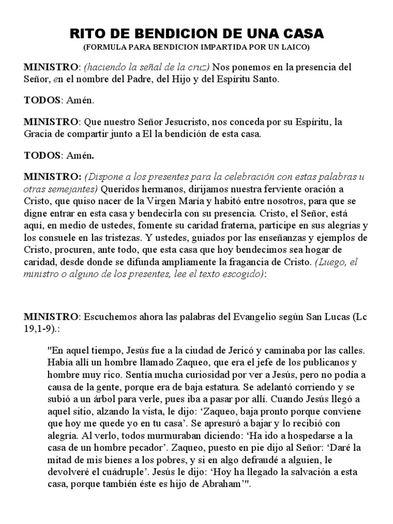 Rito de Bendición de Casa por Laico | PDF | Jesús | Creencia religiosa ...