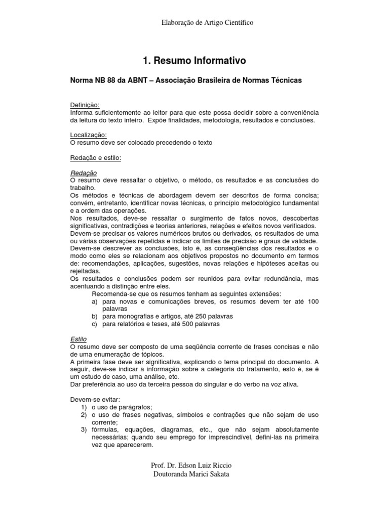 Resumo Informativo | PDF | Sociologia | Metodologia