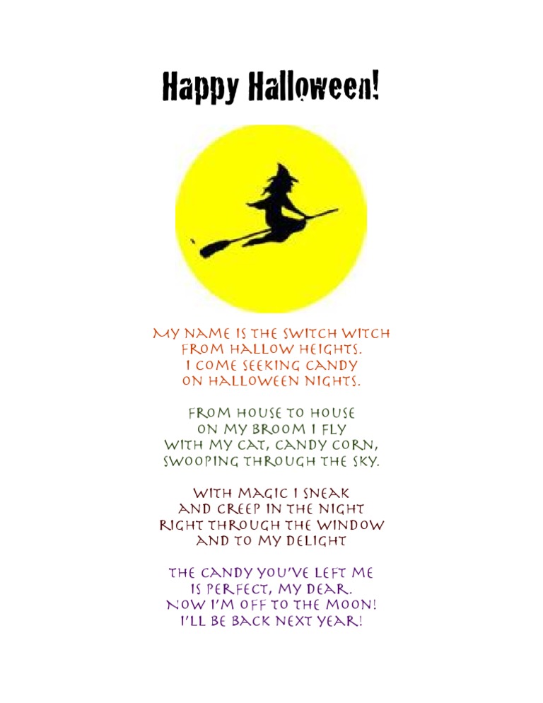 Switch Witch Poem | PDF | Halloween | Autumn Festivals