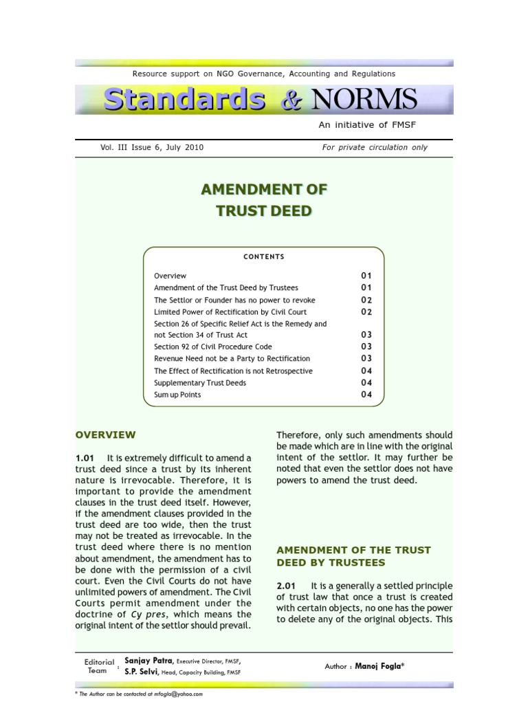 Amendment+of+Trust+Deed | Deed Of Trust (Real Estate) | Trust Law