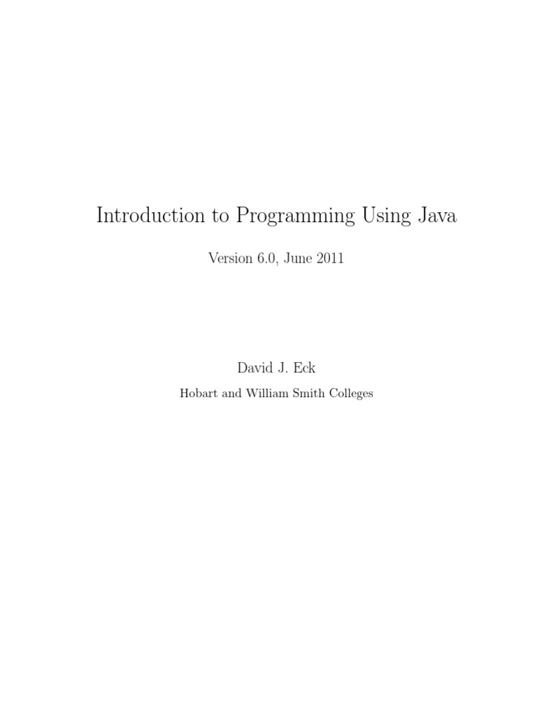 Introduction To Programming Using Java By David Eck Download Free Pdf Central Processing 