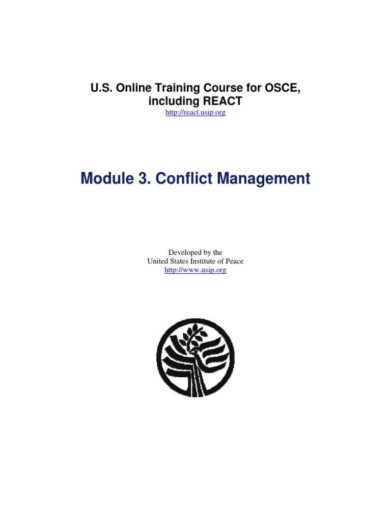 Module 3. Conflict Management: U.S. Online Training Course For OSCE ...