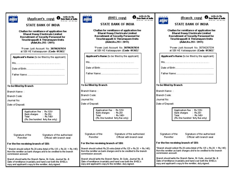 Sbi Challan | PDF | Fee | Banks