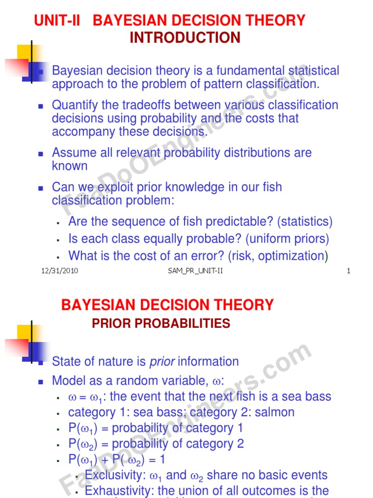 Unit-Ii Bayesian Decision Theory | PDF | Bayesian Inference | Probability
