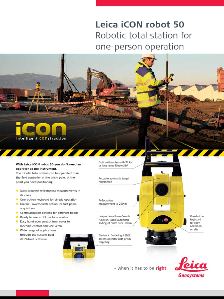 Robotic Total Station For One-Person Operation: Leica iCON Robot 50 ...