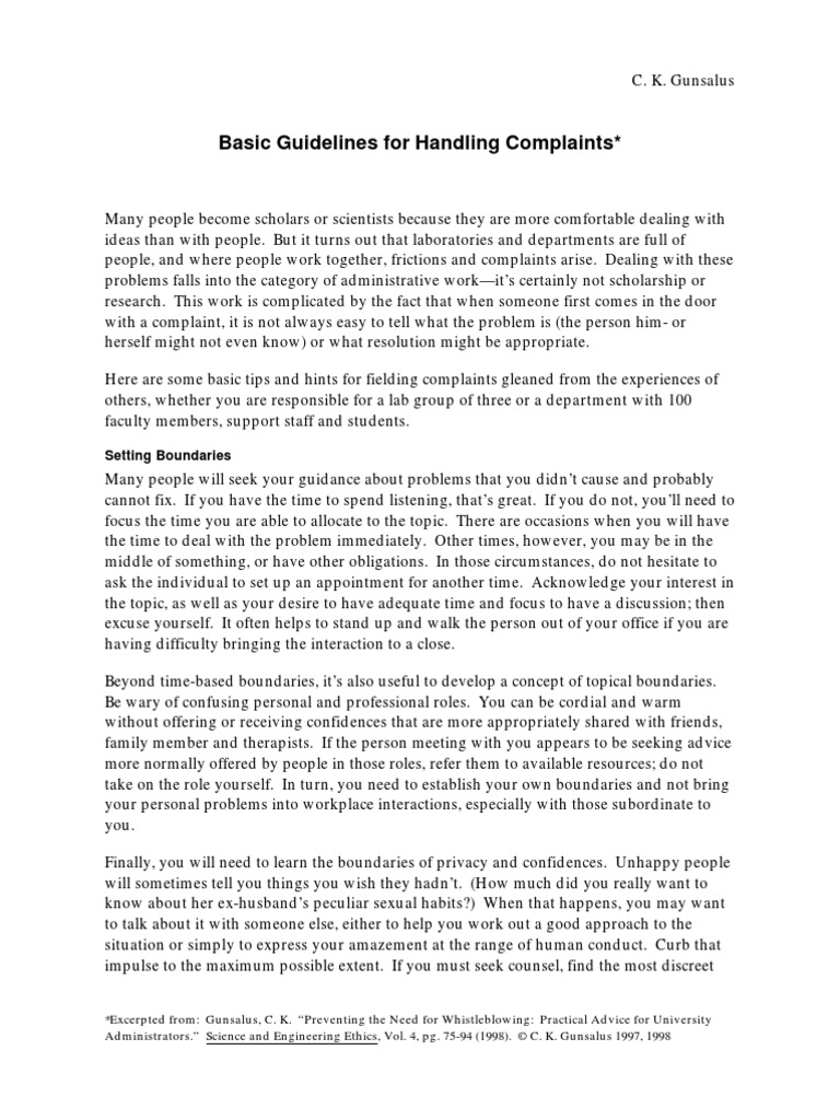 Basic Guidelines For Handling Complaints : Setting Boundaries | PDF ...