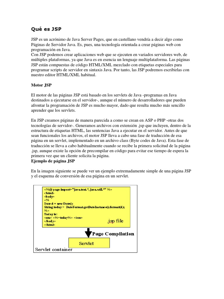 Que Es JSP | PDF | Páginas del servidor Java | Java (lenguaje de ...