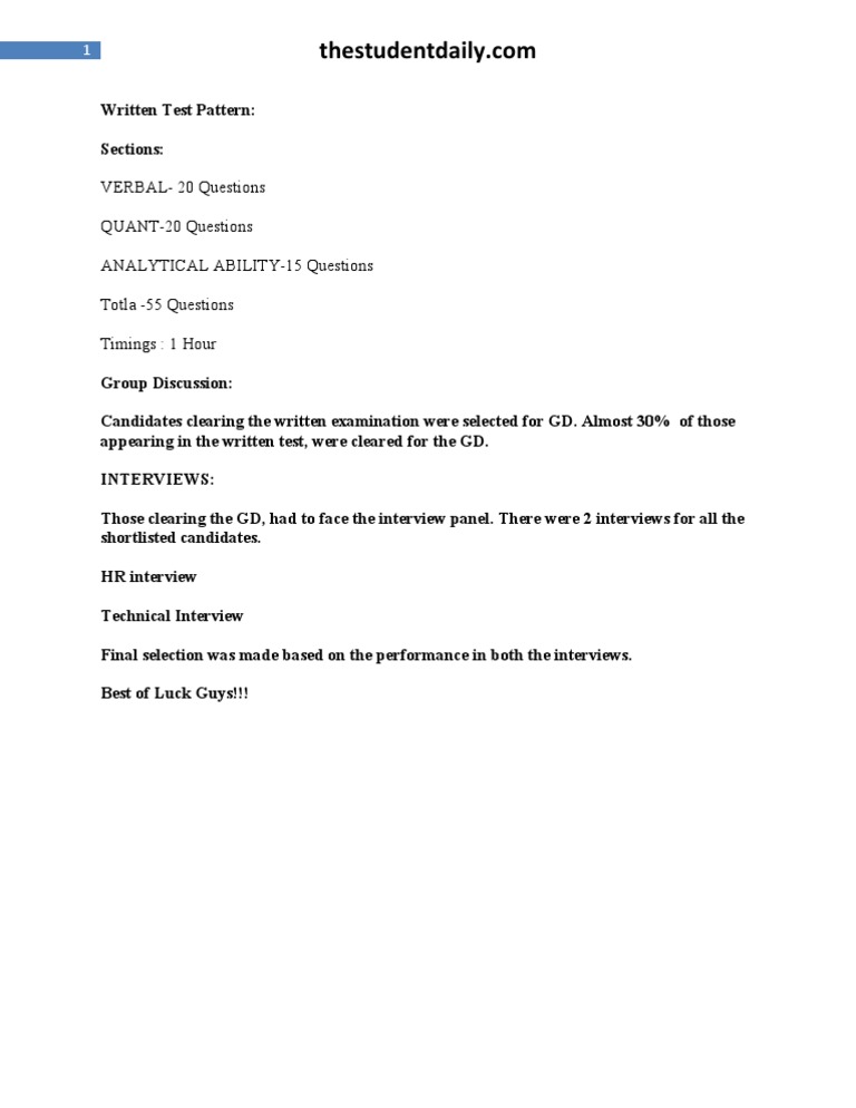 Accenture Written Test Pattern Overview | PDF | Career & Growth | Business