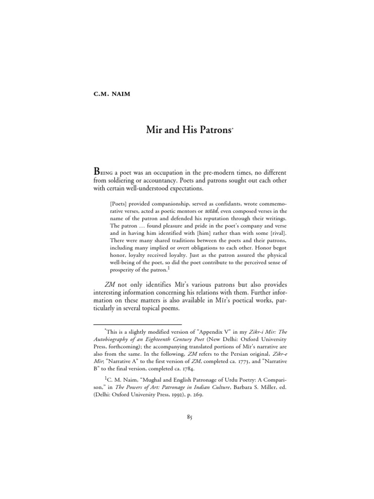 Mir and His Patrons: Ust D | PDF