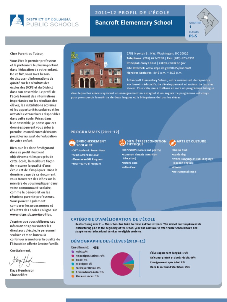 DCPS School Profile 2011-2012 (French) : Bancroft | PDF | Volunteering ...