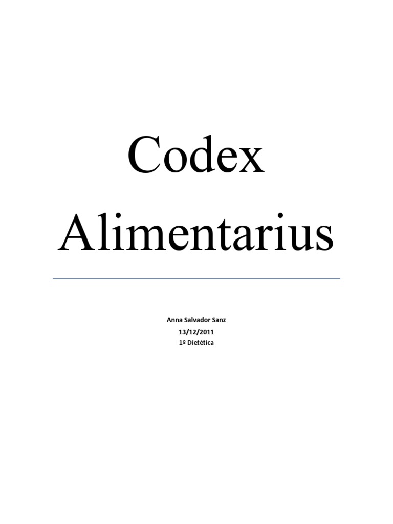 Codex Alimentarius | PDF | Organización de Comida y Agricultura ...