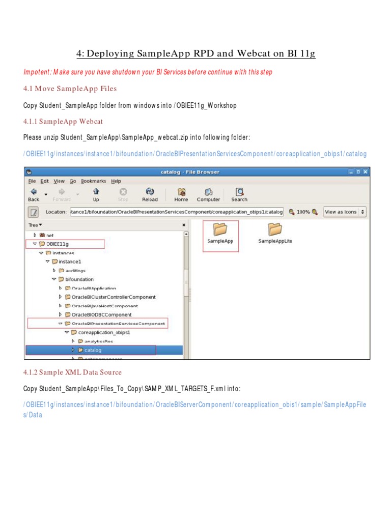Deploying SampleApp RPD and Webcat On BI 11g | PDF | Directory ...