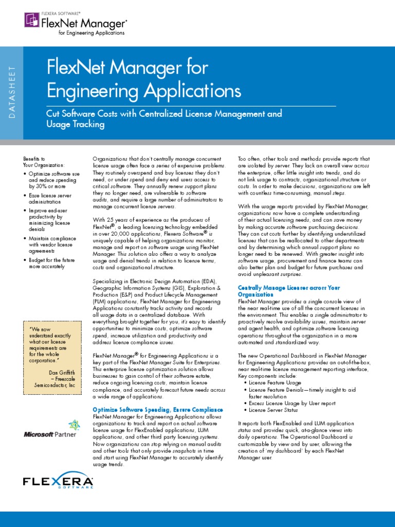 FlexNet Manager For Engineering Apps Datasheet | PDF | Product Lifecycle | Databases
