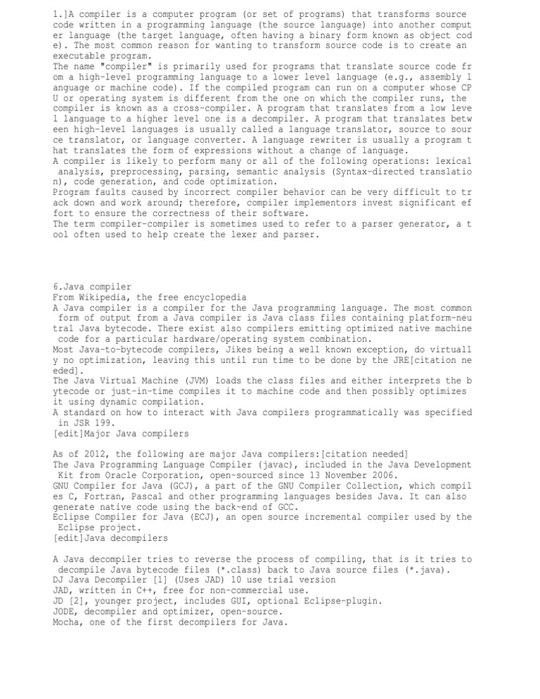 Compiler Translates Source Code Into Executable Program Pdf Compiler Java Virtual Machine