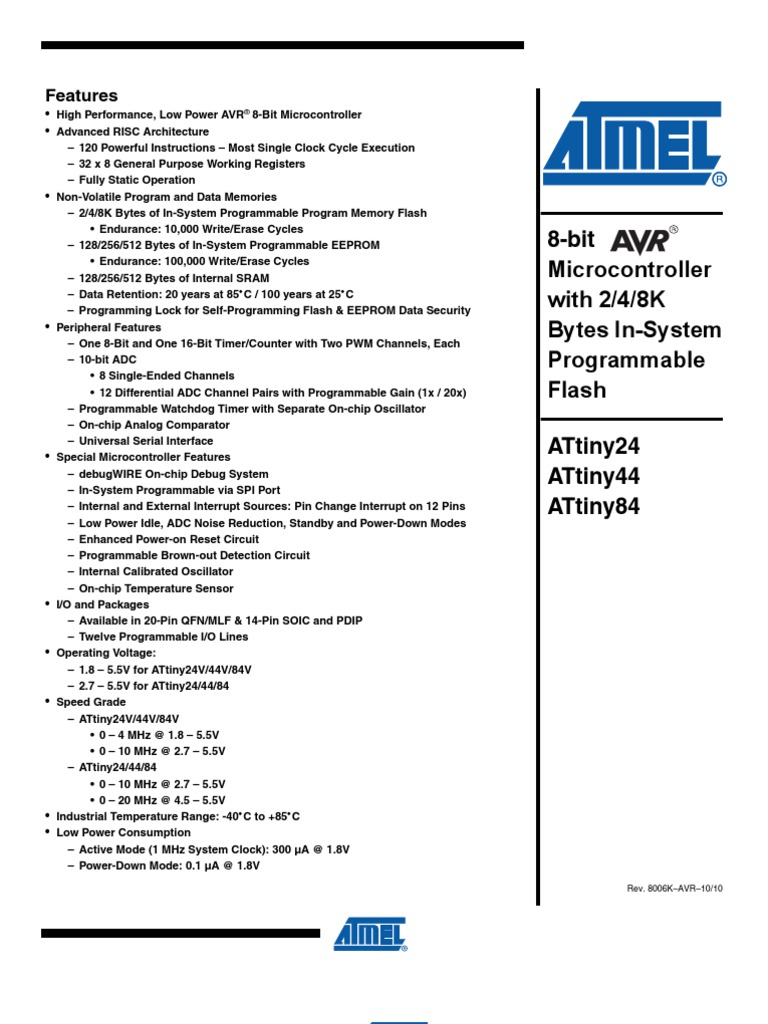 Attiny84a Pu PDF | PDF