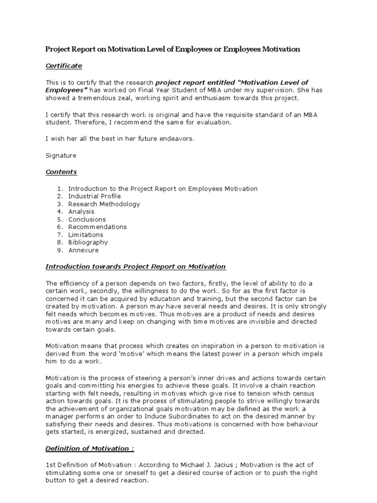 Employee Motivation Level Analysis Report | PDF | Motivation | Motivational