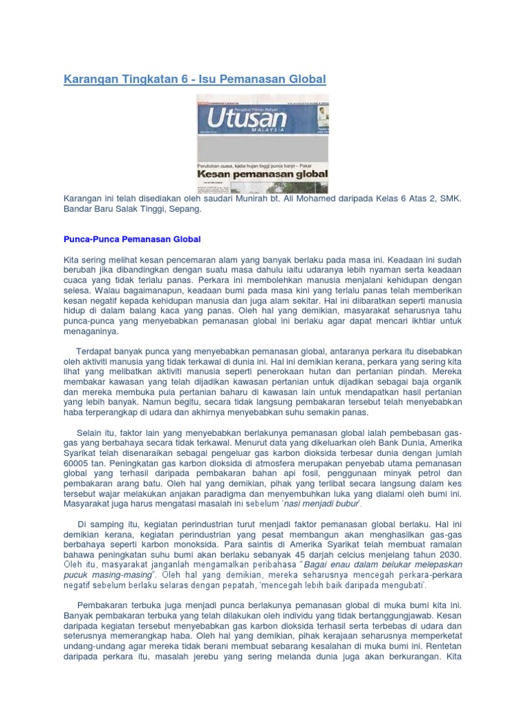 Karangan Tingkatan 6 | PDF