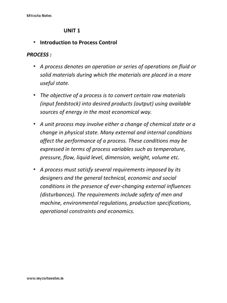 Process Control Unit 1 | PDF | Control System | Automatic Control