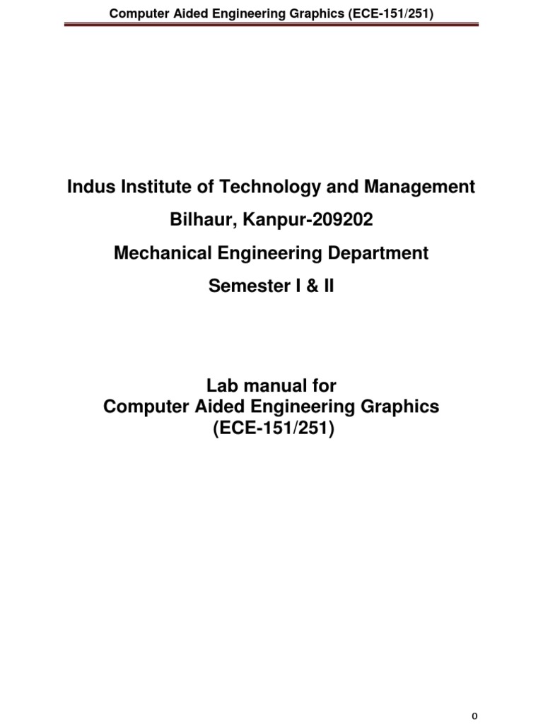 Lab Manual Computer Aided Engineering Graphics ECE 151-251 | PDF | Technical Drawing | Computer ...