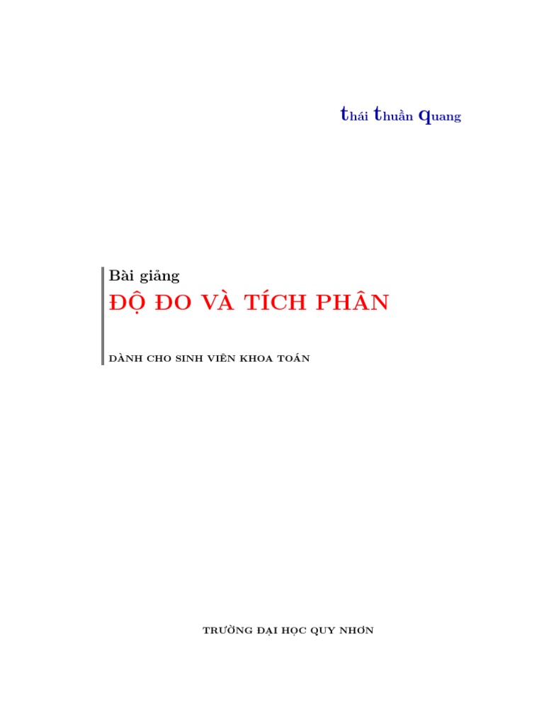 Bài giảng Độ đo và tích phân | PDF