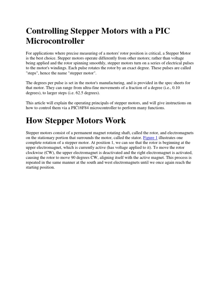 Controlling Stepper Motors with PIC Microcontrollers | PDF | Electronic ...
