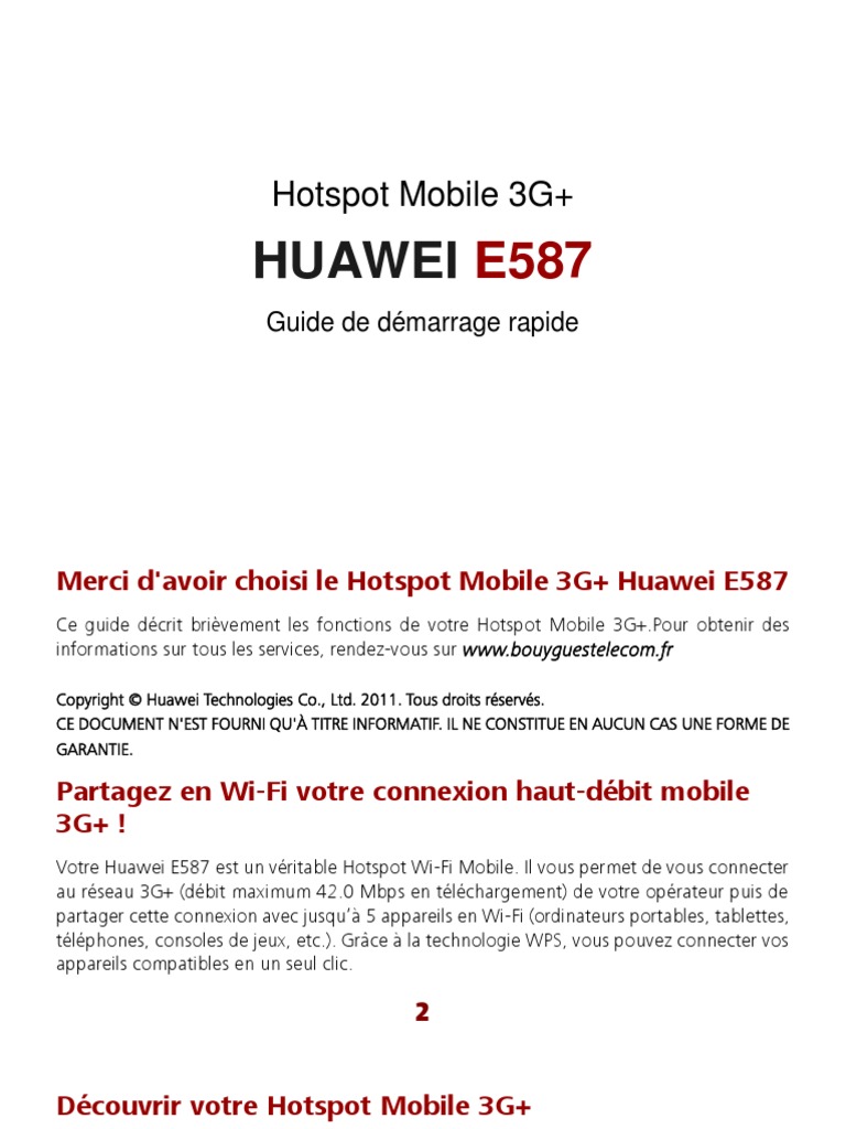 Guide Huawei E587 | PDF | Wi-Fi | Téléphonie mobile