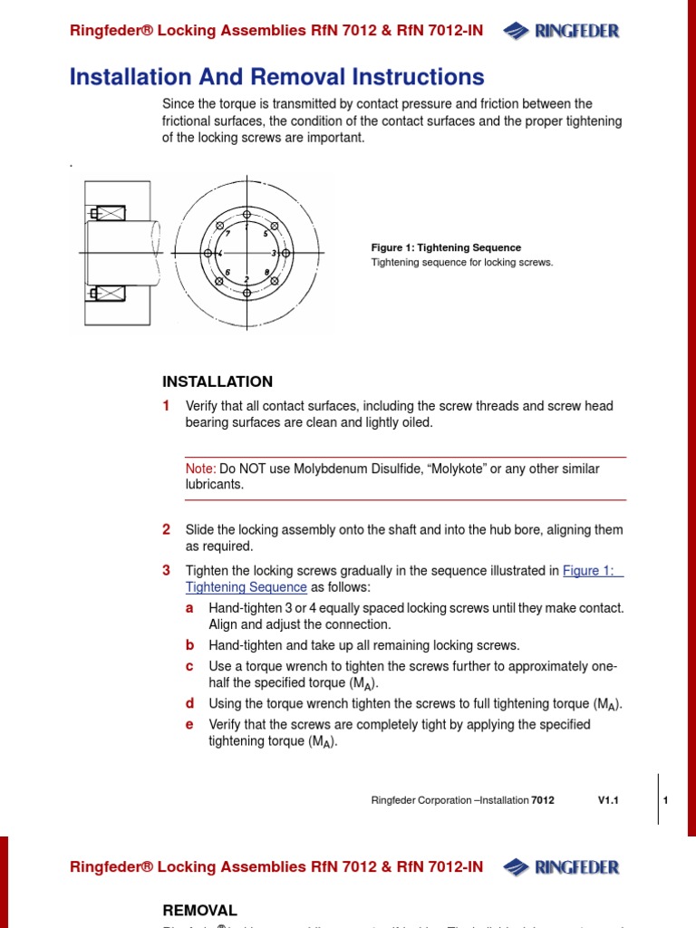 Installation Procedure - RFN 7012 | PDF | Screw | Mechanical Engineering