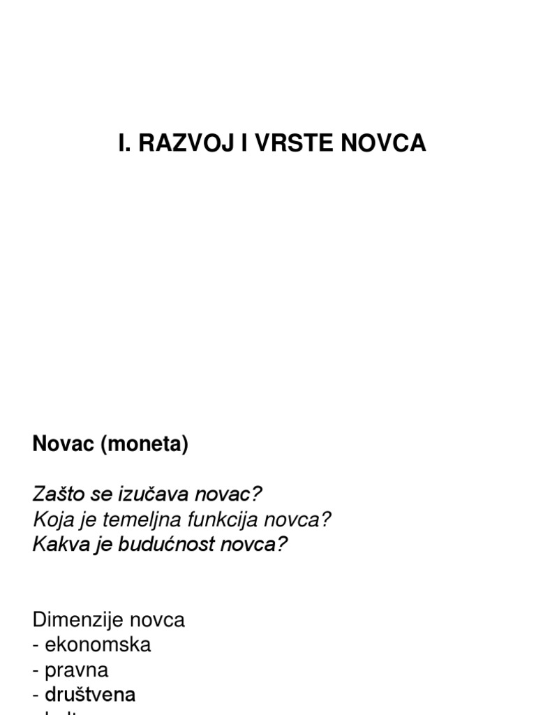 00i. Razvoj I Vrste Novca | PDF
