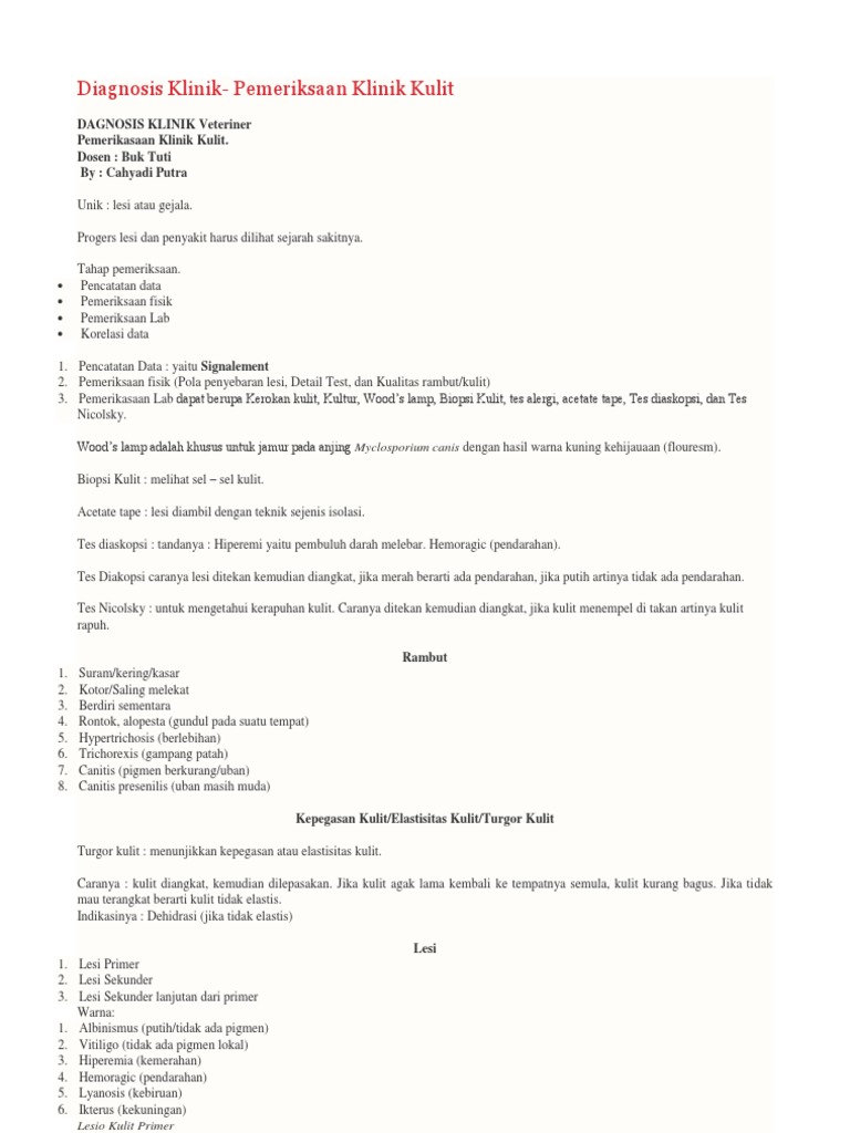 Diagnosis Klinik UKK Kulit | PDF