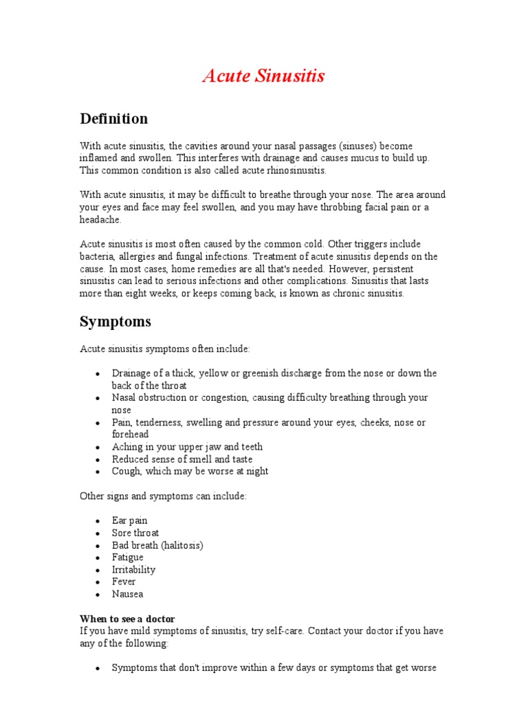 Acute sinusitis | Mucus | Common Cold