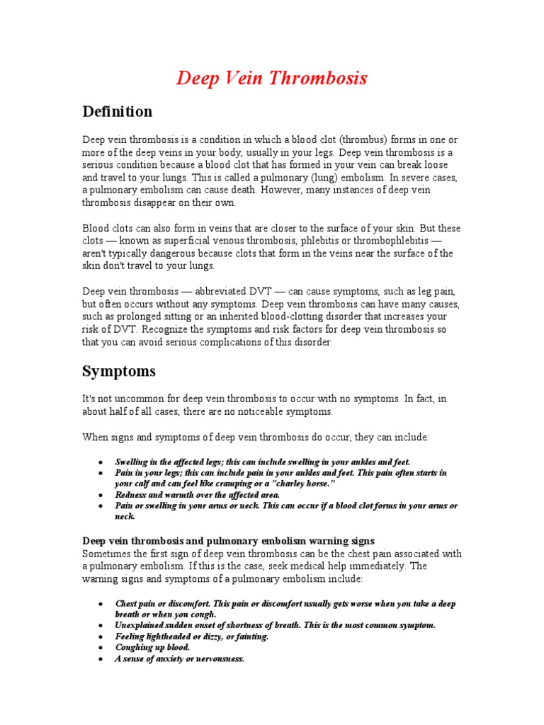 DVT | PDF | Thrombosis | Vein