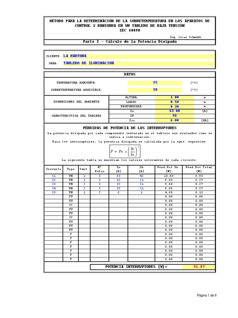 Estudio Termico Tableros BT - Iec 60890 (Cei 17-43) - V00 | PDF ...