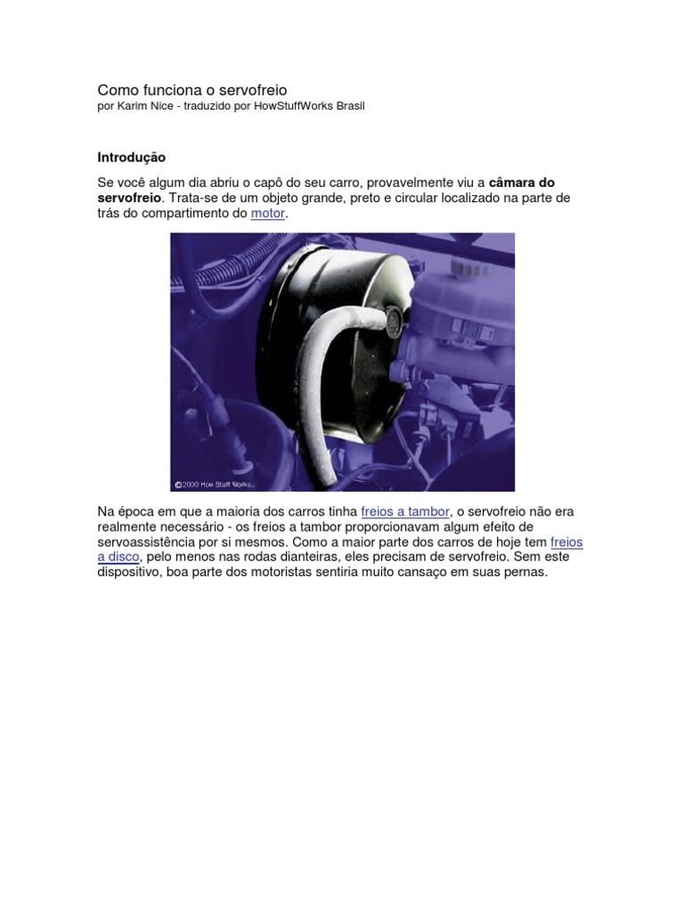 Como Funciona o Servofreio | PDF | Freio | Vácuo