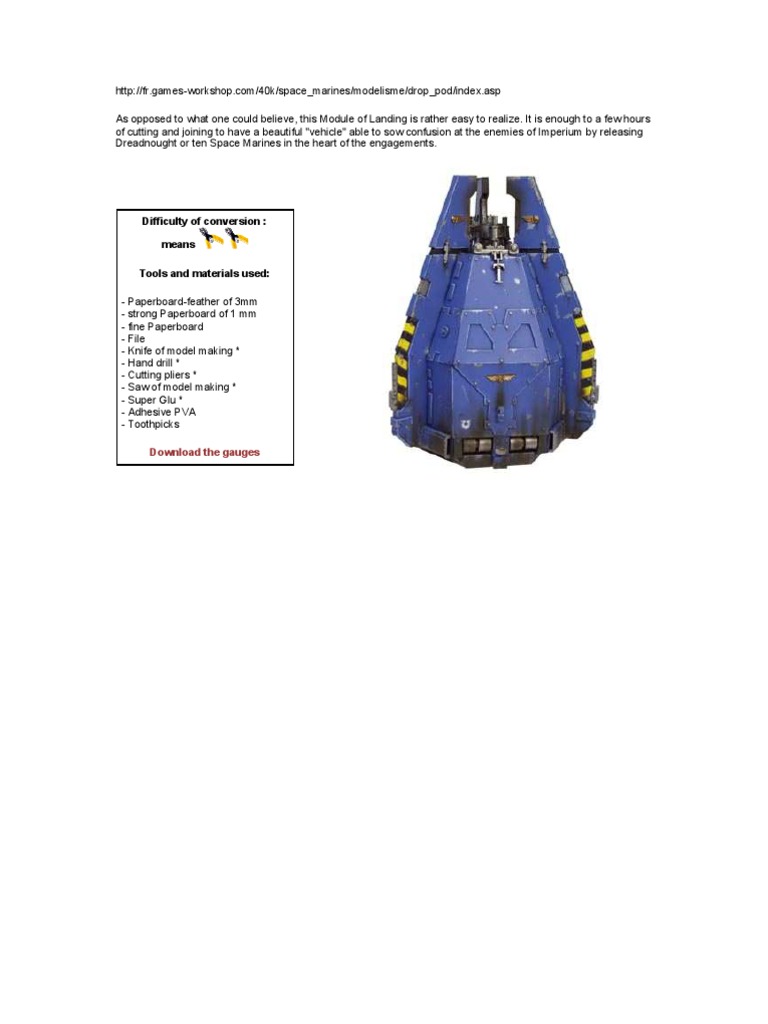 40k Drop Pod How to | Paperboard
