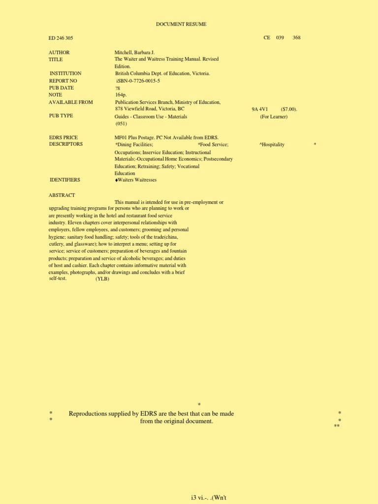 DFDSF | PDF | Foodborne Illness | Waiting Staff