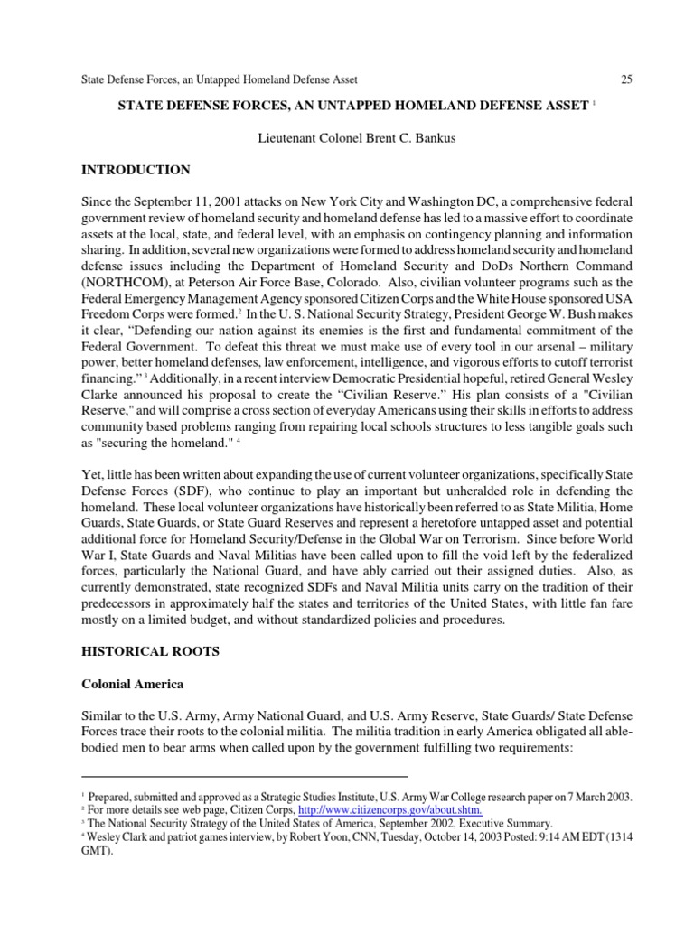 State Defense Force History | PDF | Militia | United States Department ...