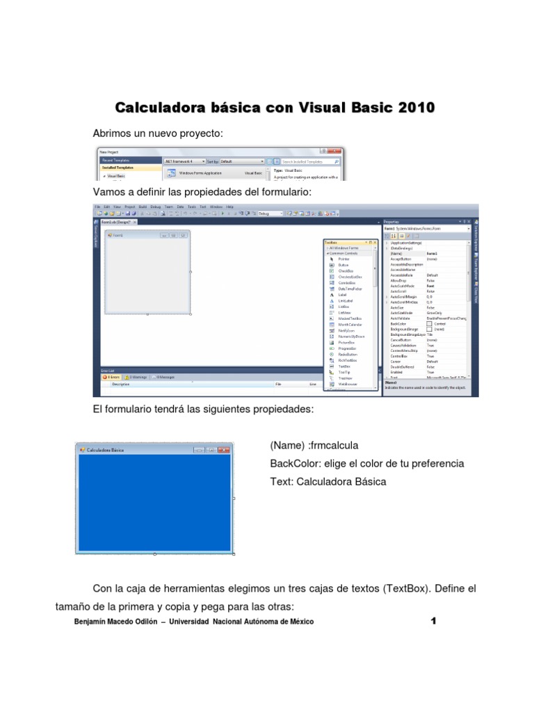 Calculadora Básica Con Visual Basic 2010 | PDF