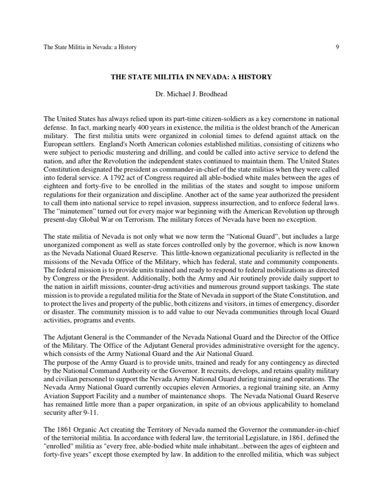 Nevada State Guard History | PDF | National Guard Of The United States ...