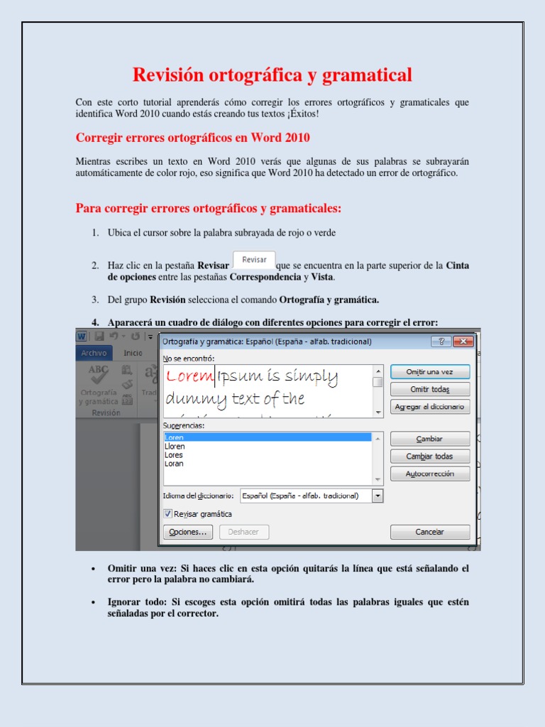 Revisión Ortografica y Gramatica | Point and Click | Palabra