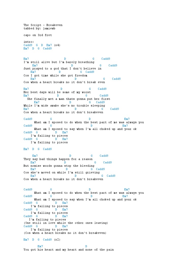 The Script Guitar Chords