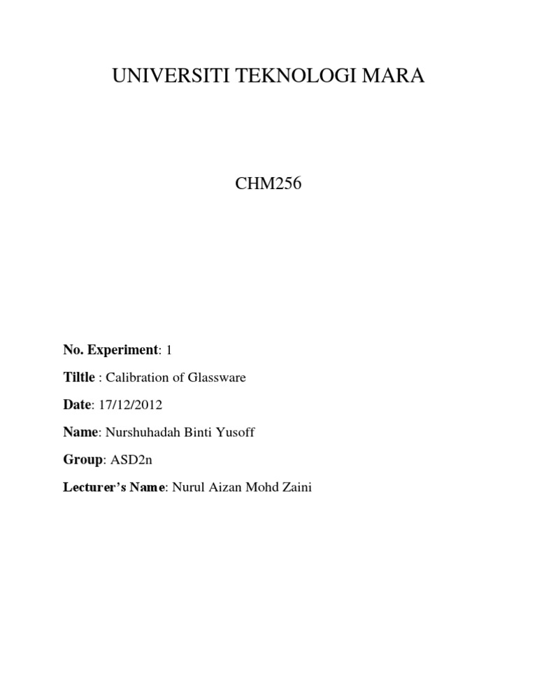 Calibration of Glassware Experiment | PDF