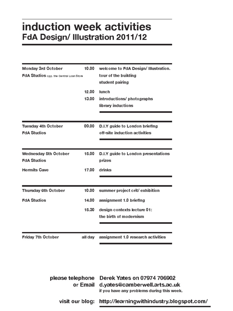 Induction Timetable | PDF