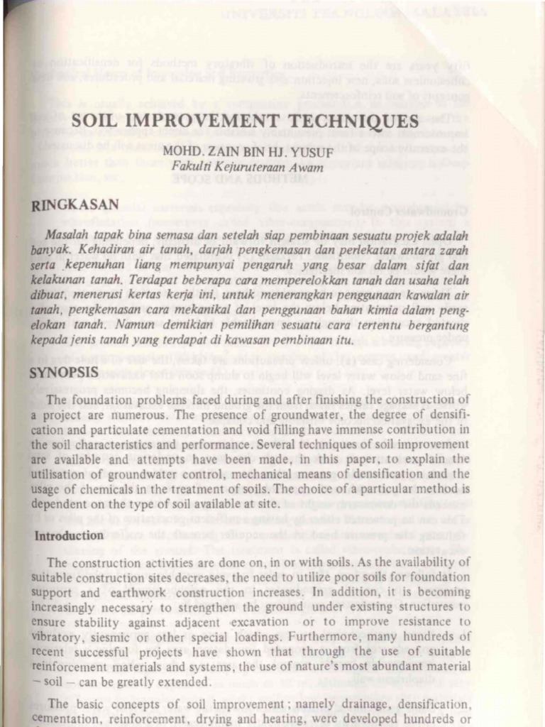Soil Improvement Techn: Iques | PDF | Soil | Deep Foundation