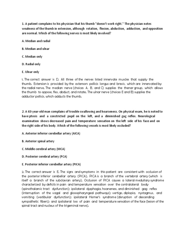 Anatomy MCQ | PDF | Human Anatomy | Neurology