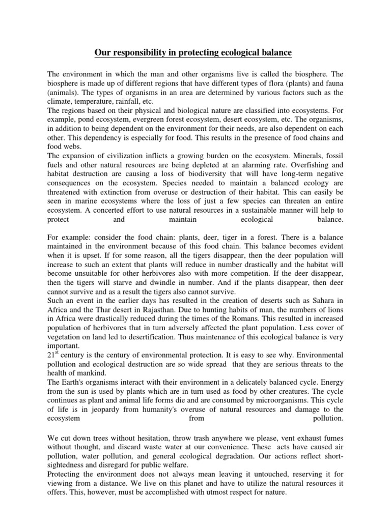 Ecological Balance | Ecosystem | Ecology