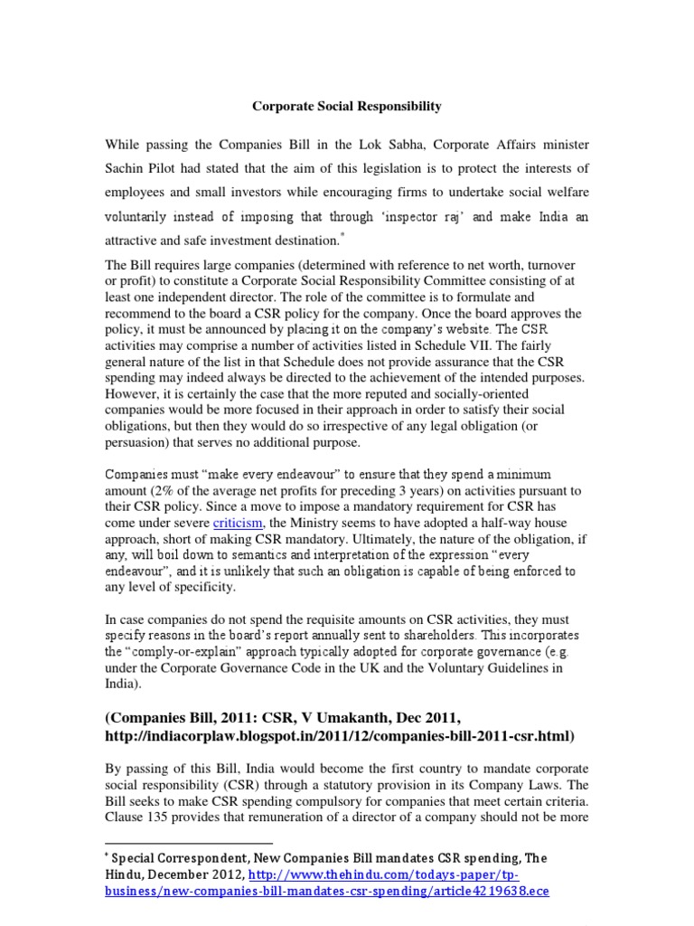 Corporate Social Responsibility | PDF | Corporate Social Responsibility ...
