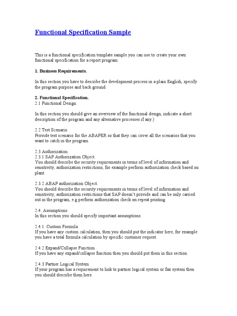 Functional Specification Document Sample | PDF | Business Process ...