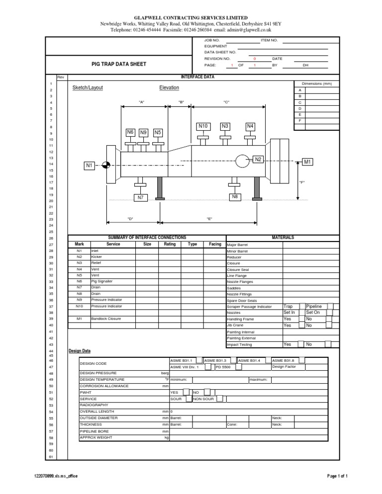 Pig Trap Data Sheet | PDF